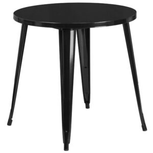 flash furniture jeffrey commercial grade 30" round black metal indoor-outdoor table