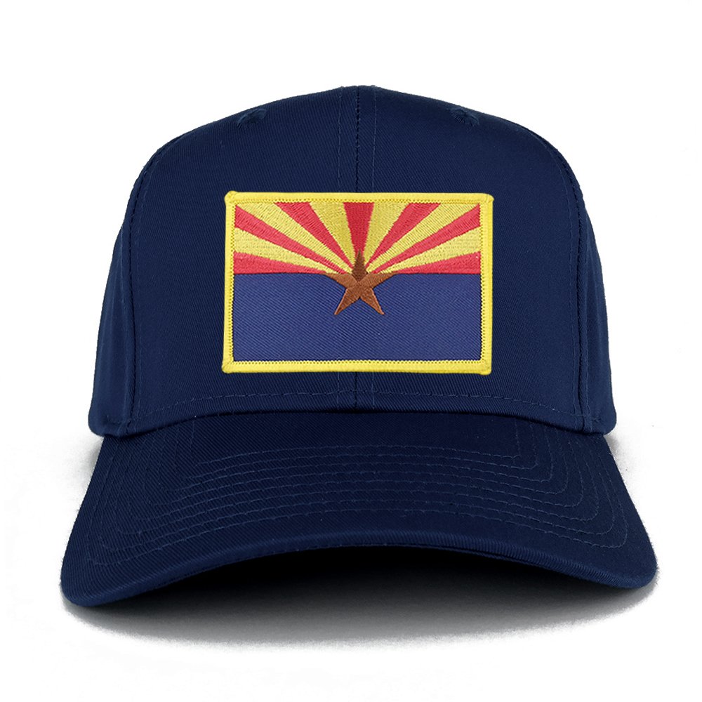 Arizona Home State Flag Embroidered Iron on Patch Adjustable Baseball Cap - Navy