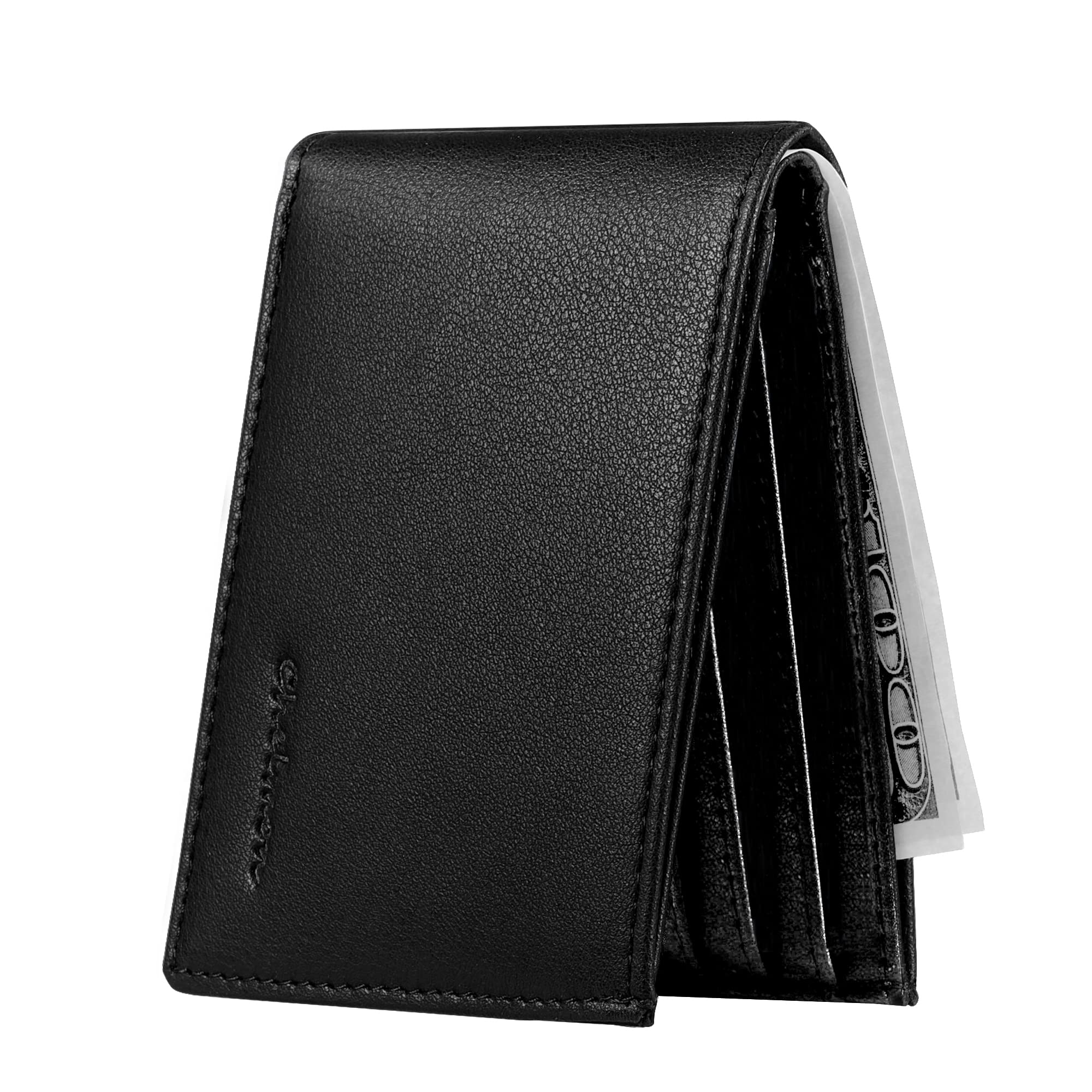 Chelmon Slim Wallet for Men ID Window with RFID Blocking Front Pocket Minimalist Bifold Bussiness Card Holder Gift for Men