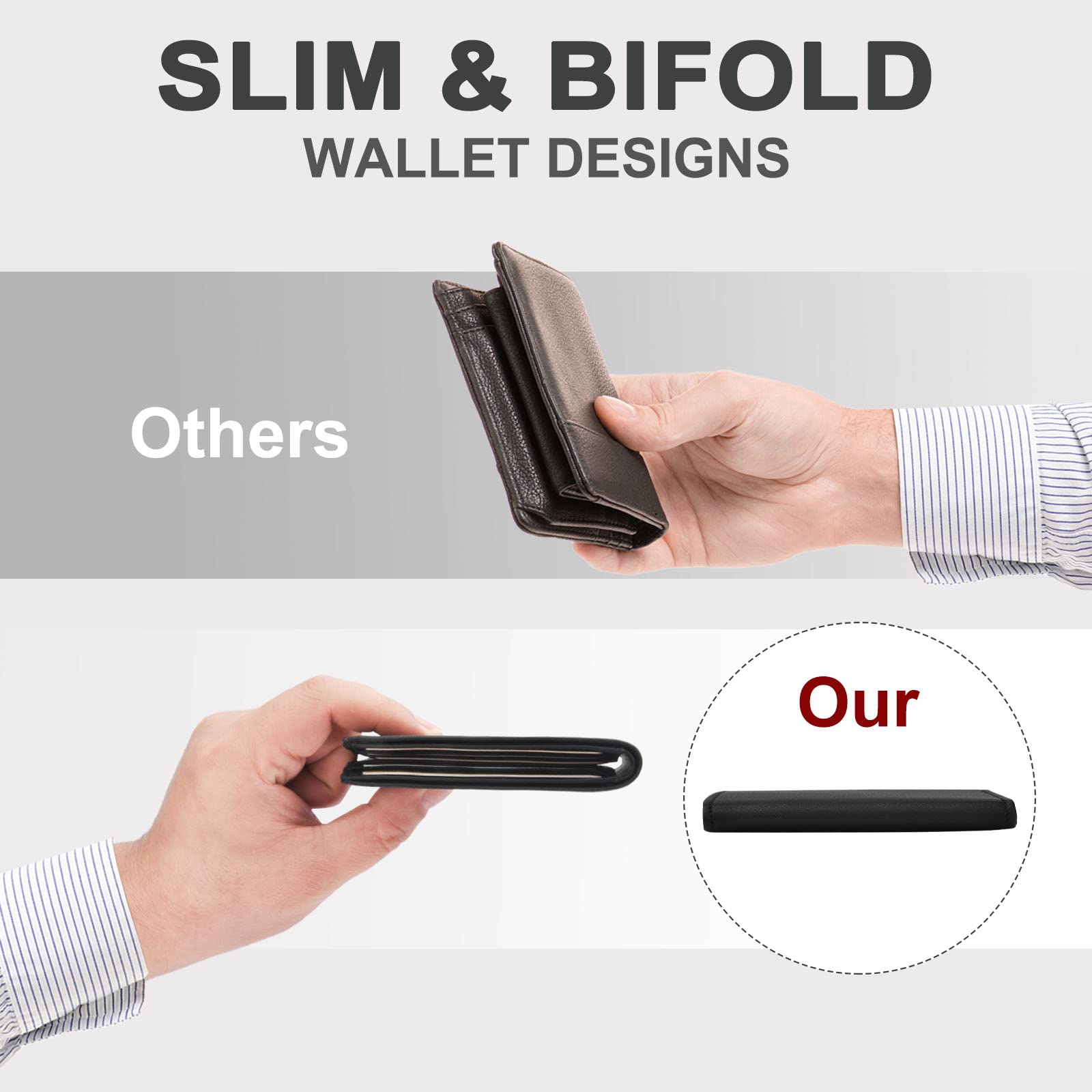 Chelmon Slim Wallet for Men ID Window with RFID Blocking Front Pocket Minimalist Bifold Bussiness Card Holder Gift for Men