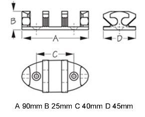 Zig Zag Cleat with Marine Grade Stainless Steel Fixings & Well Nuts