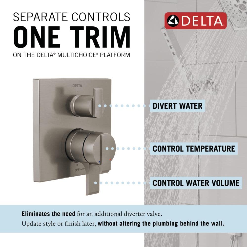 Delta Faucet Ara 17 Series 3-Setting Integrated Diverter Valve Trim Kit, Brushed Nickel Diverter Valve Trim Kit, Shower Trim Kit, Stainless T27867-SS (Valve Not Included)