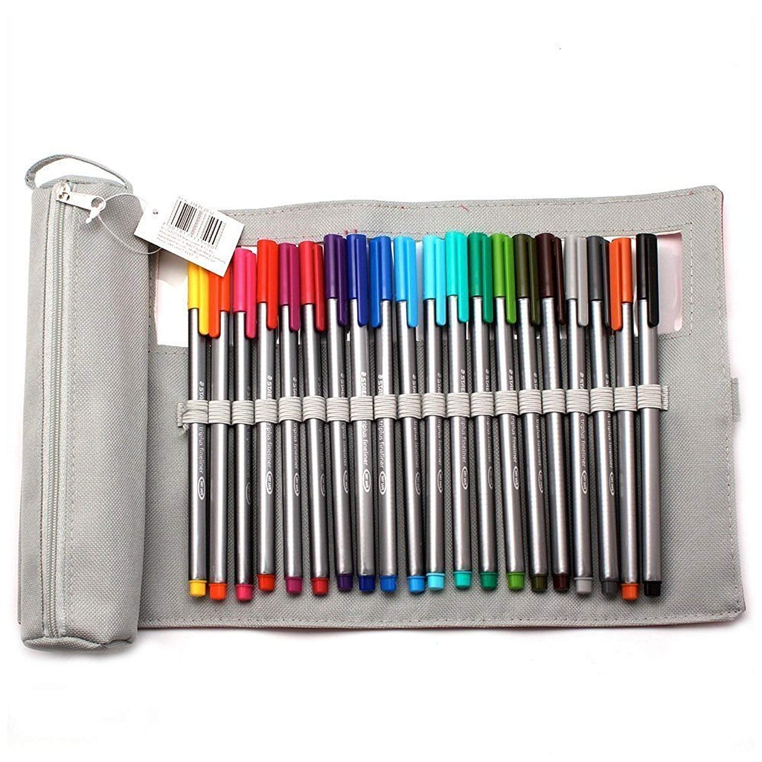 Staedtler Triplus Fineliners 20 Assorted Colours with Pencil Case 334 Pc20 (BLACK)