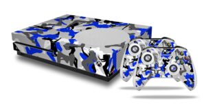 wraptorskinz decal vinyl skin wrap compatible with xbox one s console and controllers - sexy girl silhouette camo blue