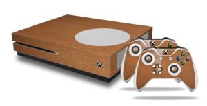 wraptorskinz decal vinyl skin wrap compatible with xbox one s console and controllers - wood grain - oak 02