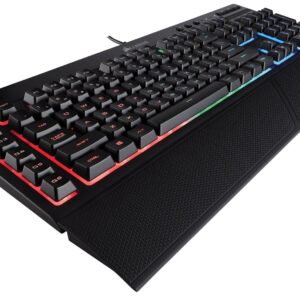 Corsair K55 RGB Gaming Keyboard – IP42 Dust and Water Resistance – 6 Programmable Macro Keys – Dedicated Media Keys - Detachable Palm Rest Included (CH-9206015-NA) , Black