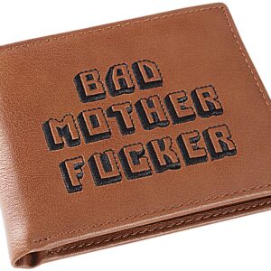 Miramax Officially Licensed Bad Mother Wallet Bi-fold Embroidered Brown Leather