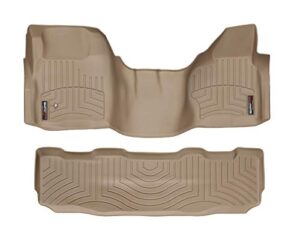 weathertech custom fit floorliners for ford super duty (crew cab) - 1st row (oth) & 2nd row (452931-450022), tan