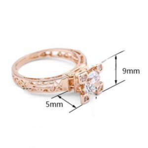 Gold Plated Solitaire Style Eiffel Tower Ring with AAA Round Cubic Zircon Crystal Wedding Engagement Ring Fashion Jewelry for Women (7.5)