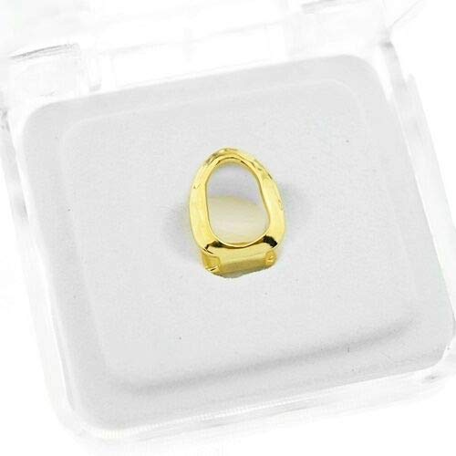 Open Face 14k Gold Plated Grillz Single Cap Top Hollow Canine Tooth Hip Hop Grills