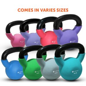 GYMENIST Kettlebell Fitness Iron Weights with Neoprene Coating Around The Bottom Half of The Metal Kettle Bell (20 LB)