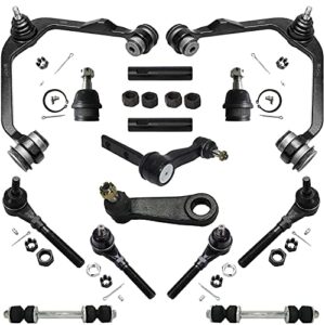 detroit axle - 4wd front end 14pc suspension kit for ford f-150 f-250 expedition navigator, 2 upper control arms 2 lower ball joints 2 sway bars 4 tie rods 2 sleeves 1 pitman 1 idler arm replacement