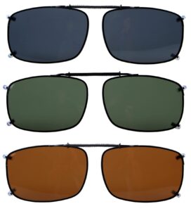 eyekepper wide lens 3-pack clip-on polarized sunglasses 57 * 39mm