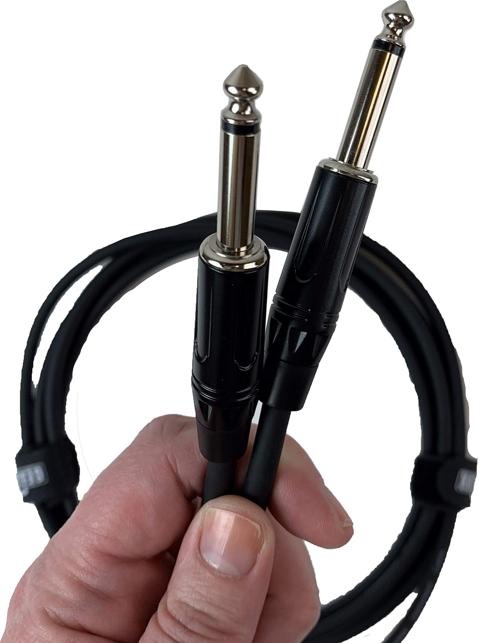 Gearlux Instrument Cable/Professional Guitar Cable 1/4 Inch to 1/4 Inch, Black, 25 Foot - 2 Pack