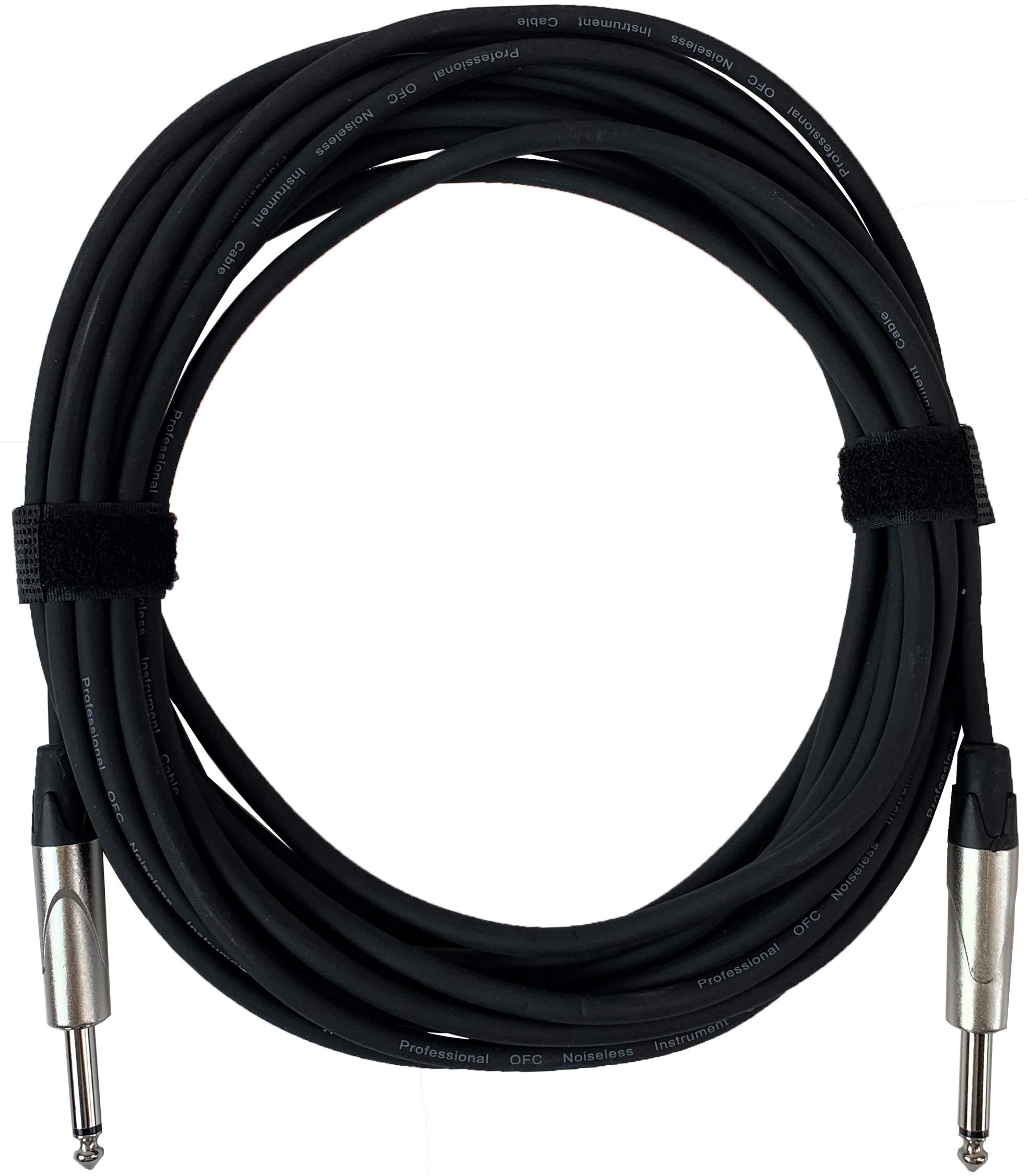 Gearlux Instrument Cable/Professional Guitar Cable 1/4 Inch to 1/4 Inch, Black, 25 Foot - 2 Pack