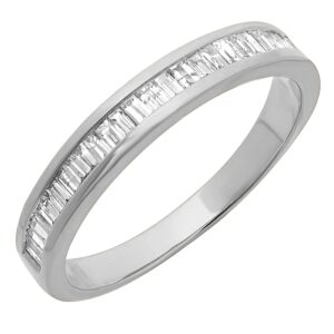 dazzlingrock collection 0.13 carat (ctw) 14k baguette diamond ladies anniversary wedding band, white gold, size 7.5