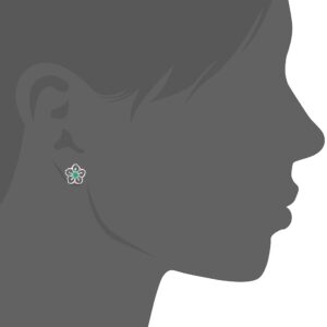 Amazon Essentials Sterling Silver Created Emerald Flower Stud Earrings (previously Amazon Collection)