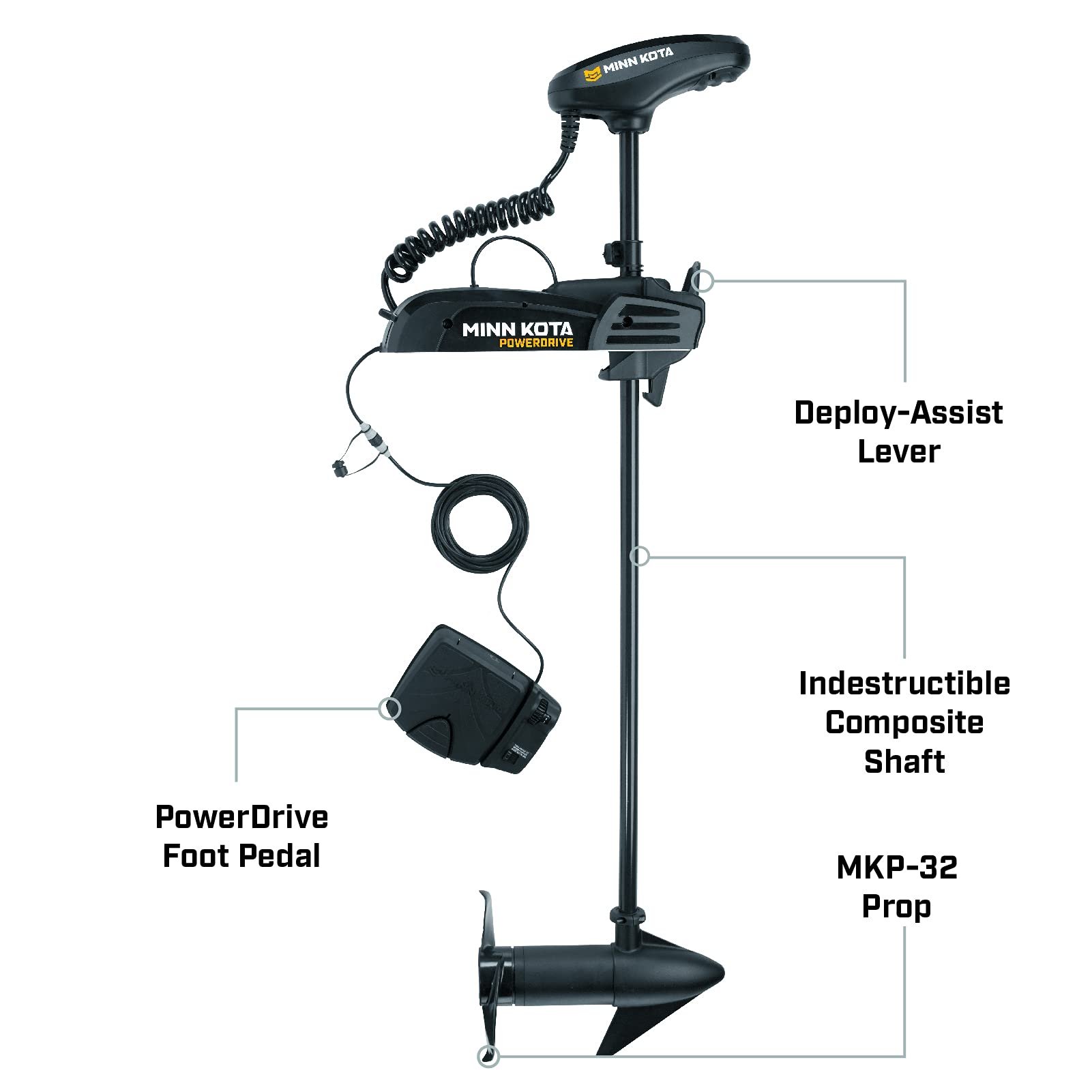 Minn Kota 1358729 Pontoon Freshwater Electric-steer Bow-Mount Trolling Motor with Digital Maximizer & PowerDrive Foot Control, 70 lbs Thrust, 48" Shaft