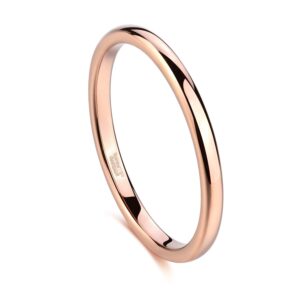 greenpod 2mm thin tungsten wedding bands for women rose gold domed slim engagement promise ring comfort fit size 4