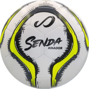 SENDA Amador Training Soccer Ball, Fair Trade Certified, White/Yellow, Size 4 (Ages 8-12)