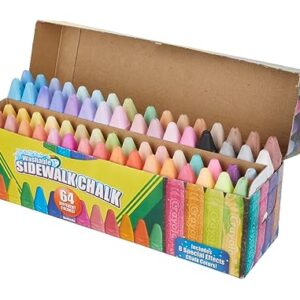 Crayola Ultimate Washable Chalk Collection (64ct), Bulk Sidewalk Chalk, Outdoor Chalk for Kids, Anti-Roll Sticks, School Supplies