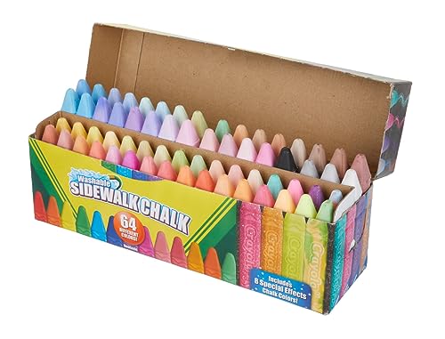 Crayola Ultimate Washable Chalk Collection (64ct), Bulk Sidewalk Chalk, Outdoor Chalk for Kids, Anti-Roll Sticks, School Supplies