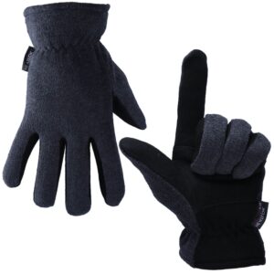 ozero winter gloves, -20°f(-29℃) cold proof thermal work glove - deerskin suede leather palm and polar fleece back with heatlok insulated cotton - hands warm in cold weather for women and men