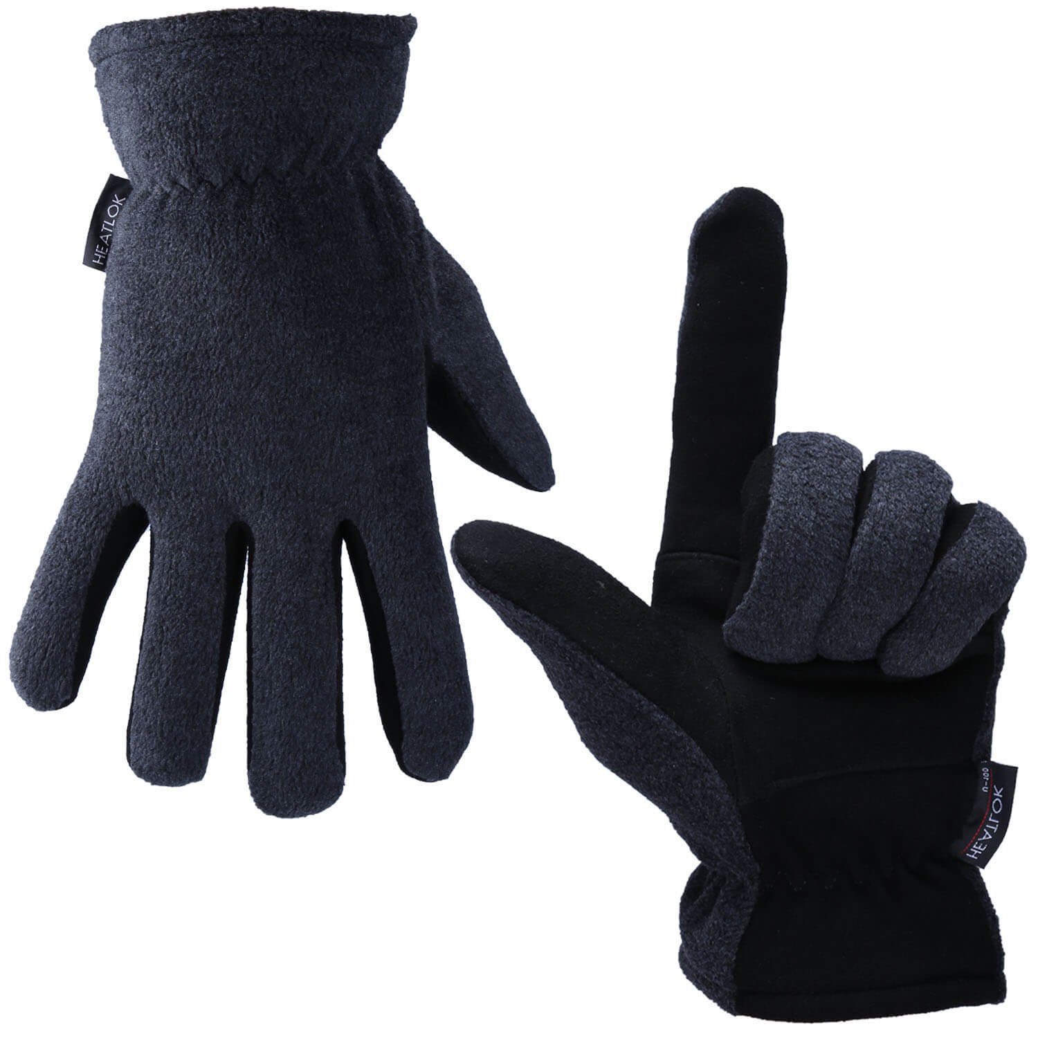 OZERO Winter Gloves, -20°F(-29℃) Cold Proof Thermal Work Glove - Deerskin Suede Leather Palm and Polar Fleece Back with Heatlok Insulated Cotton - Hands Warm in Cold Weather for Women and Men