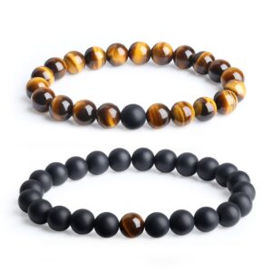 coai long distance matte onyx tiger eye couples stone bracelets