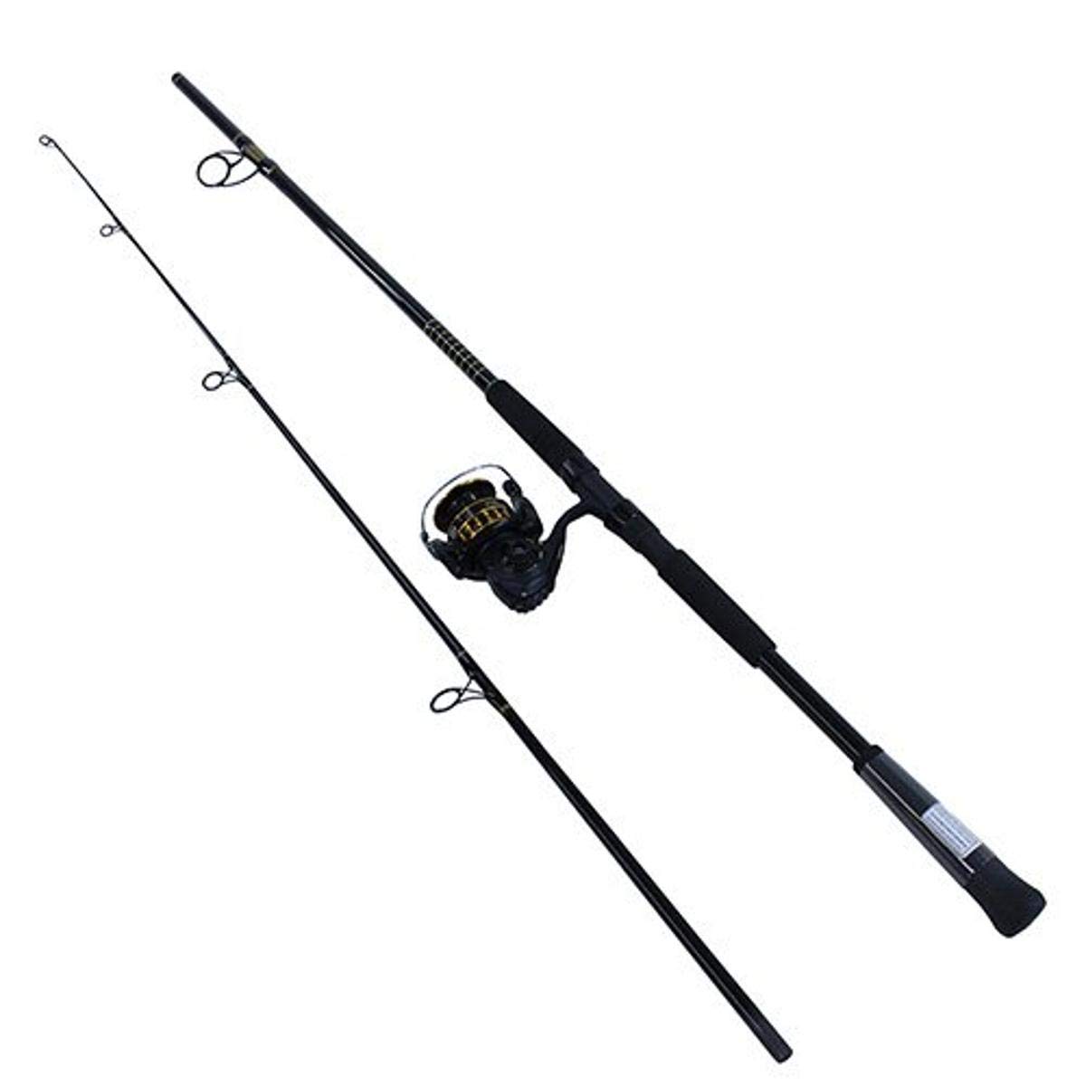 Daiwa BG4000/802M BG Saltwater Pre-Mounted Spinning Combo, 8' Length, 2Piece Rod, 7 Bearings, Medium Power,Black/Gold