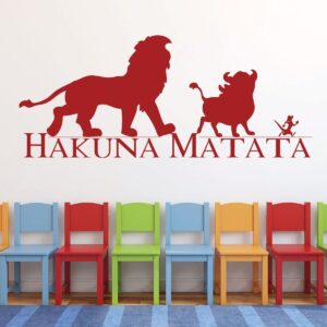 hakuna matata wall decal - vinyl, lion king decor, simba, pumba and timon, good friends, lion king nursery theme, playroom decor, and boys bedroom ideas