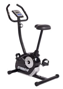 stamina magnetic upright exercise bike 1310 - smart workout app, no subscription required - 8 levels smooth, quiet magnetic resistance - easy-to-use fitness monitor - integrated heart rate sensors