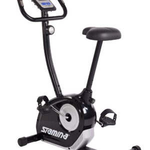 Stamina Magnetic Upright Exercise Bike 1310 - Smart Workout App, No Subscription Required - 8 Levels Smooth, Quiet Magnetic Resistance - Easy-to-Use Fitness Monitor - Integrated Heart Rate Sensors