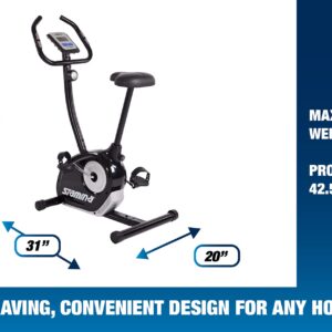 Stamina Magnetic Upright Exercise Bike 1310 - Smart Workout App, No Subscription Required - 8 Levels Smooth, Quiet Magnetic Resistance - Easy-to-Use Fitness Monitor - Integrated Heart Rate Sensors