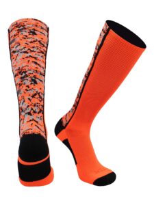 tck digital camo otc socks (neon orange/black, small)