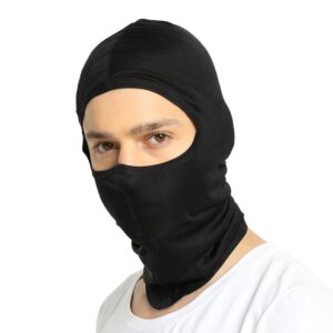 alaska bear silk balaclava face mask for men and women, pure mulberry silk neck gaiter black