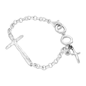 silpada cross chain bracelet for women & men, high polished-finish .925 sterling silver, jewelry gift idea, in good faith', 7.5"