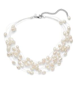 multi strand white freshwater cultured pearl necklace