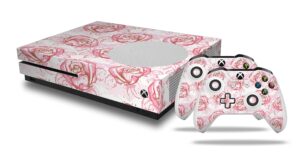 wraptorskinz decal vinyl skin wrap compatible with xbox one s console and controllers - flowers pattern roses 13