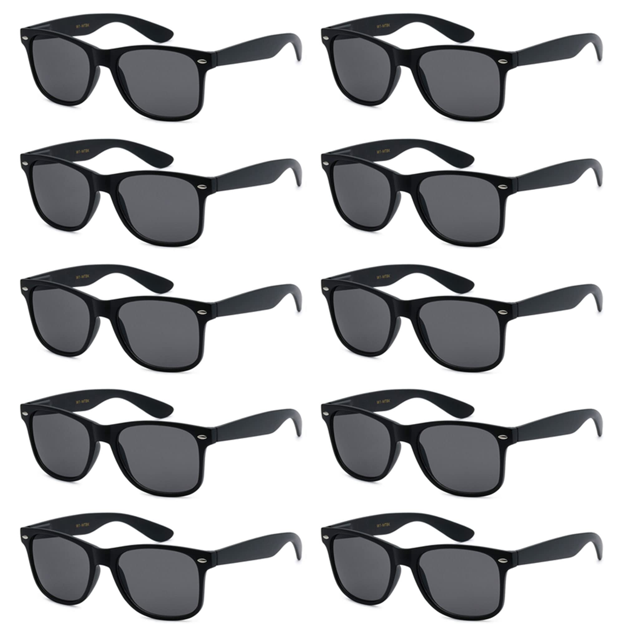 Got Shades Wholesale Bulk Unisex 80's Retro 100% UV Sunglasses for Adults - 10 Pack - w/Flex Hinges