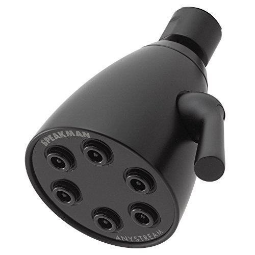 Speakman S-2252-MB Signature Brass Icon Anystream High Pressure Adjustable Shower Head, Matte Black, 3 Settings