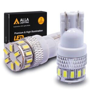 alla lighting newest t10 wedge 194 168 2825 w5w led bulbs, 6000k white license, reverse, trunk, marker, parking, door, map, dome lights lamps, 360° light 4014 18-smd super bright 558 161 175