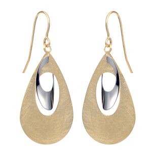 Kooljewelry 14k Two-tone Gold Teardrop Earrings