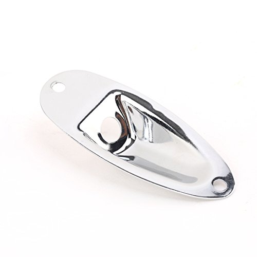 Musiclily Boat Style Strat Jack Plate for Fender Stratocaster Electric Guitar Replacement, Chrome(Pack of 2)