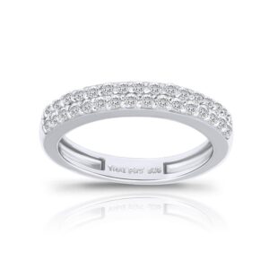 hoops & loops sterling silver cubic zirconia 2-row round-cut eternity band ring