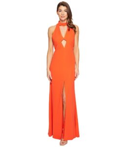 jill jill stuart women's high neck cut out gown, tangerine, 8