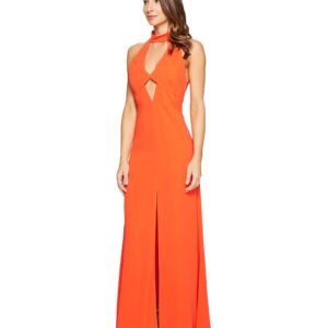 Jill Jill Stuart Women's High Neck Cut Out Gown, Tangerine, 8