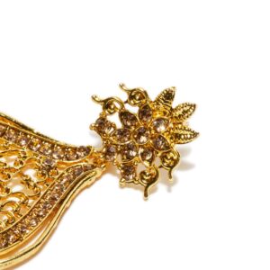 Bindhani Golden Rhinestone Head Piece Maang Tikka & Indian Earrings For Women