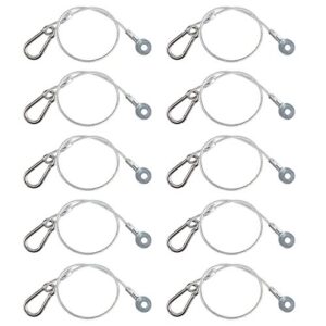 10 pack stage light safety cables 66 pound 11.8" stainless steel dj lighting cables (buckle ended and 6.3 mm eyelet ended)