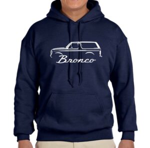 1987-91 ford bronco truck classic outline design hoodie sweatshirt large navy blue